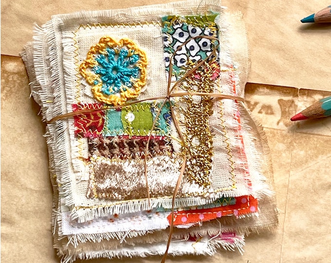 Handmade Fabric Collage Patches: Journaling Ephemera Patches, Mixed ...