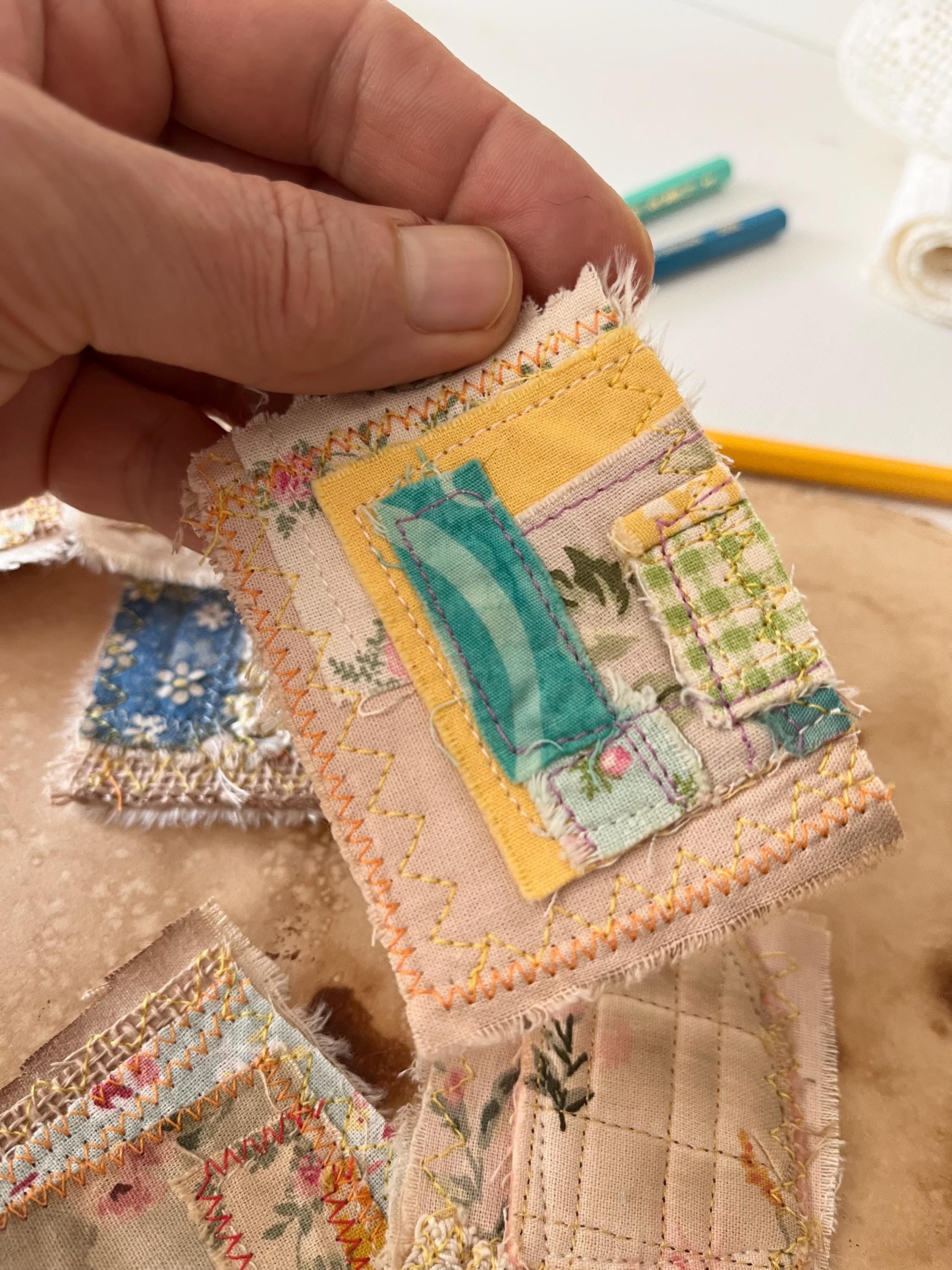 Textile Art Clusters, 6 Pieces Mini Fabric Clusters, 2''x 2 1/2 - Etsy