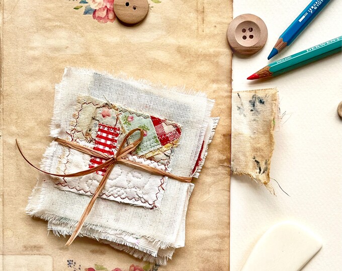Handmade Fabric Collage Patches: Journaling Ephemera Patches, Mixed ...