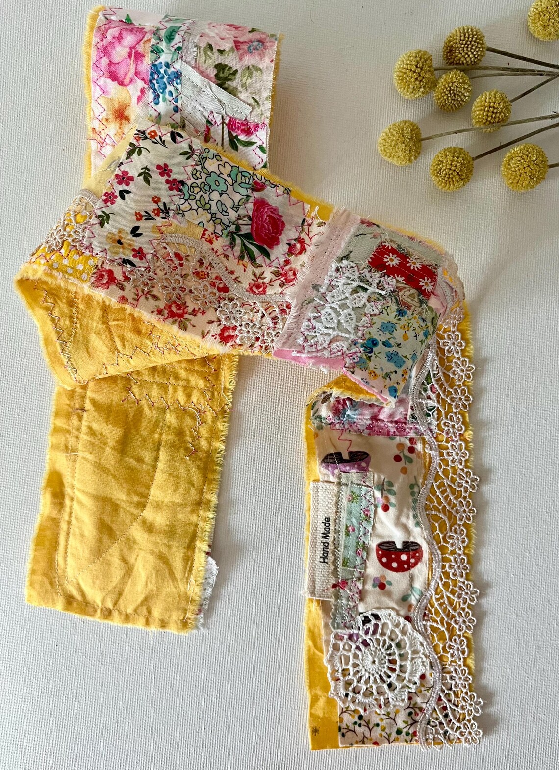 Handmade Cotton Snippet Roll: Vintage Fabric & Crochet Lace - Etsy