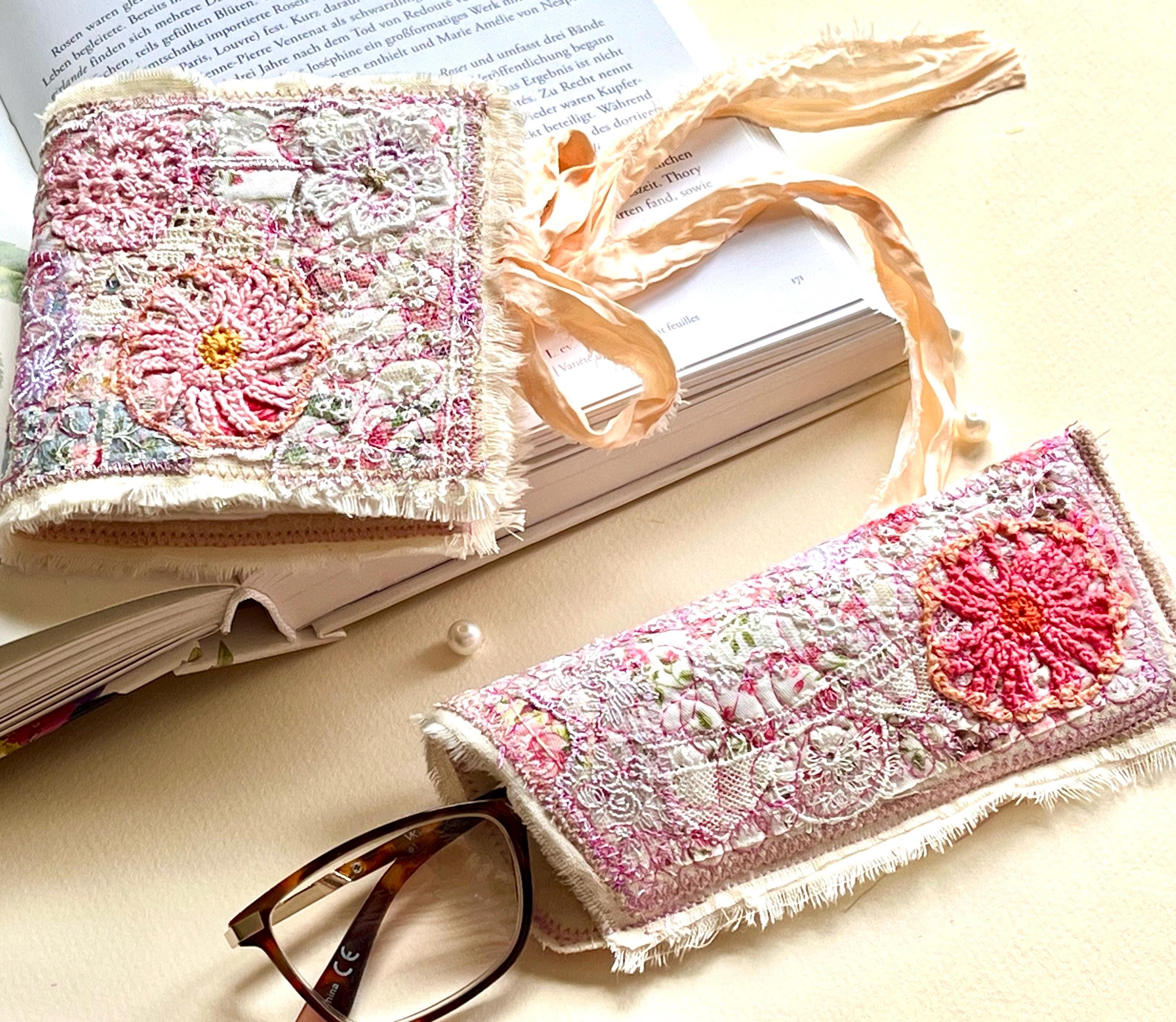 Shabby Chic Fabric Collage Needle Book & Reading Glass Sleeve Set - Etsy