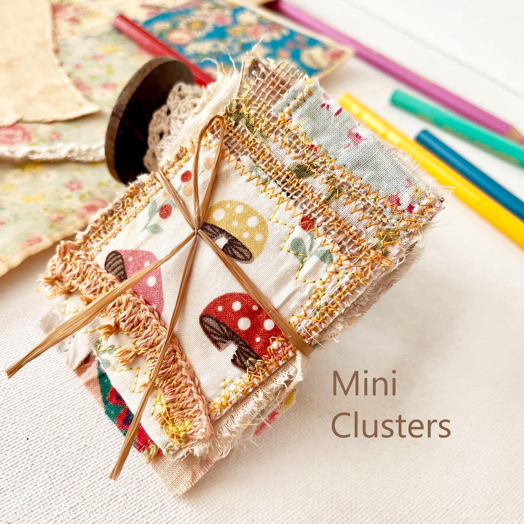 Textile Art Clusters, 6 Pieces Mini Fabric Clusters, 2''x 2 1/2 - Etsy