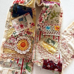 Handmade Textile Art Snippet Roll: Vintage Fabric, Laces & Stitches - Etsy