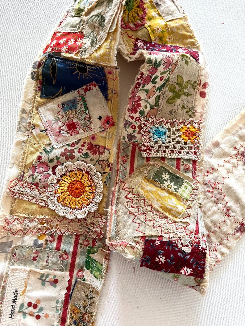 Handmade Textile Art Snippet Roll: Vintage Fabric, Laces & Stitches - Etsy