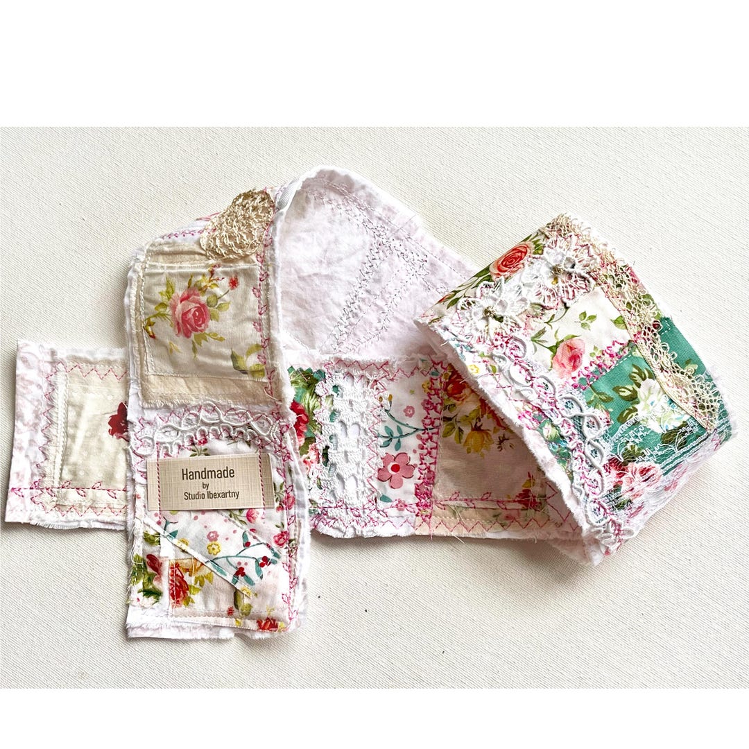 Handmade Shabby Chic Snippet Roll: Cotton Fabric & Vintage Lace - Etsy