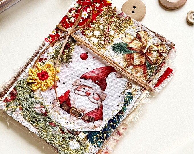 Christmas Themed, Fabric Collage Patches: Journaling Ephemera Patches ...