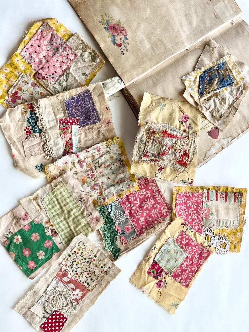 Large Textile Art Clusters, 10 Pieces Set Size Between 3''x 4''/ 3'' X ...