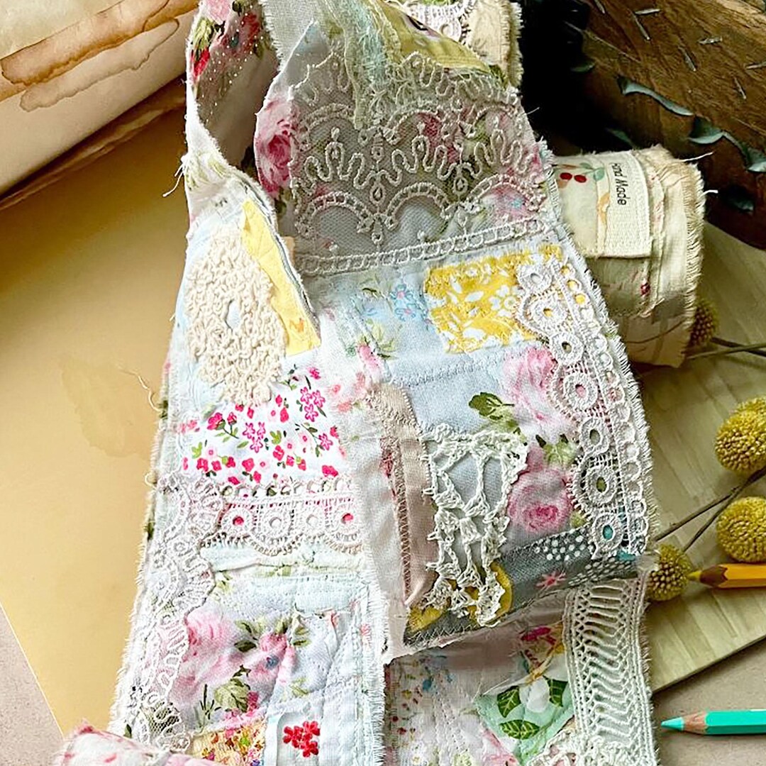 Shabby Chic, Textile Art Snippet Roll, Vintage & Modern Mixed Fabric ...