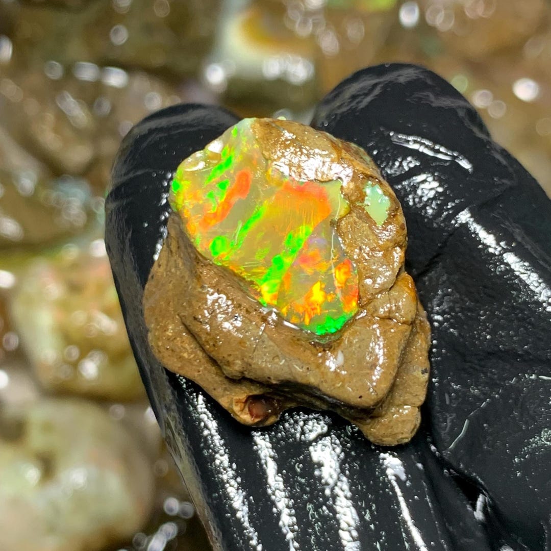 AAA+ Genuine Multi Fire Welo Opal Oil Rough, 27 Carat Natural Ethiopian ...