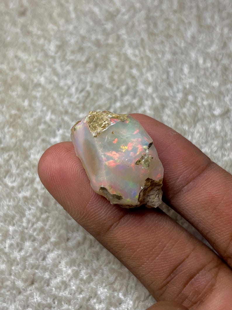 32.70 Carat AAA Ethiopian Welo Opal Rough, Rainbow Gemstone Cabochon ...