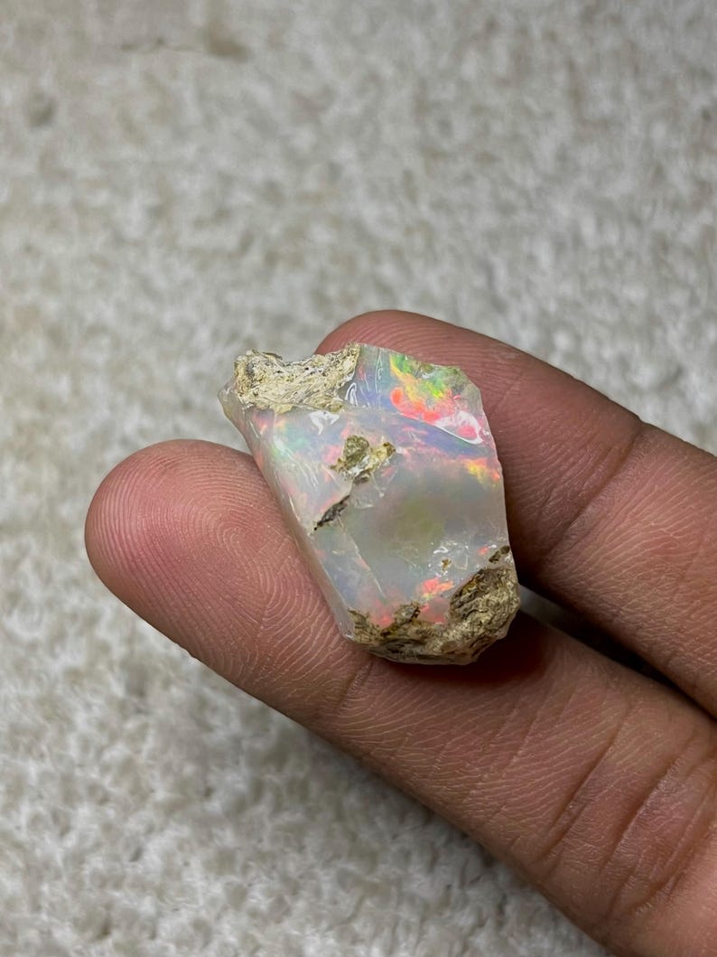 32.70 Carat AAA Ethiopian Welo Opal Rough, Rainbow Gemstone Cabochon ...