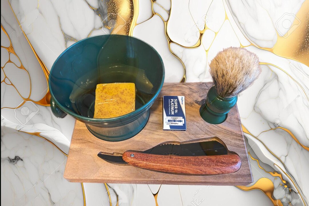 Deluxe Shaving Station, Straight Razor, Cup, Brush, and Holder Custom ...