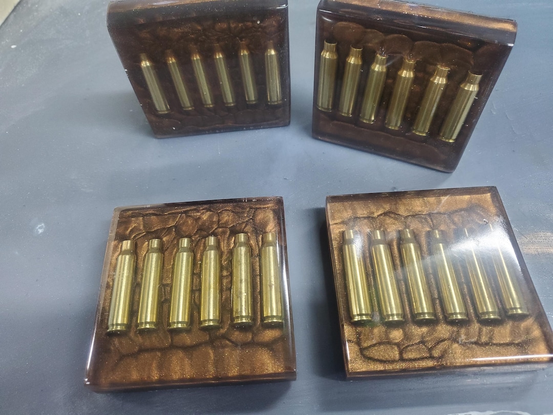 Epoxy Resin Table Drink Coasters,bullet Shells,military,collectable - Etsy