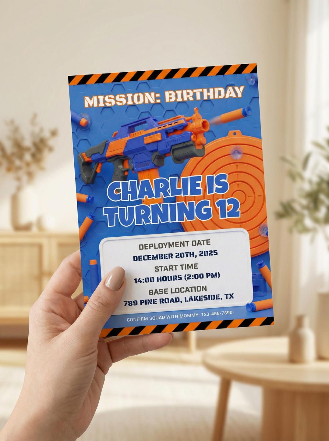 Kids Nerf Birthday Invitation Template Editable in Canva Nerf Party ...