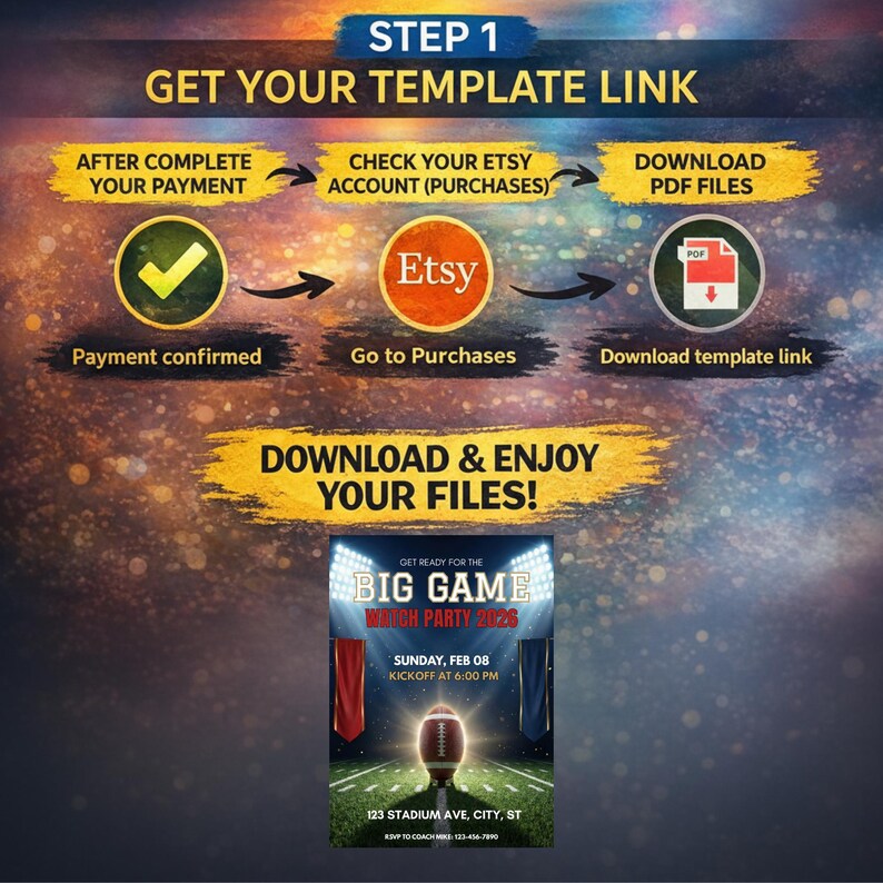 Big Game LX 2026 Super Bowl Watch Party Invitation Editable Football ...