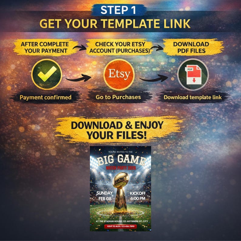 Super Bowl 2026 Watch Party Invitation, Editable Football Invite (canva ...