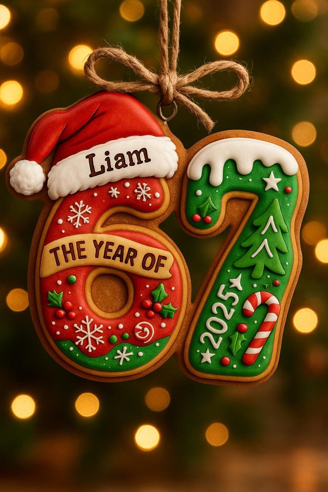 Personalized Six Seven Ornament Christmas, Custom Name Cookie Ornament ...
