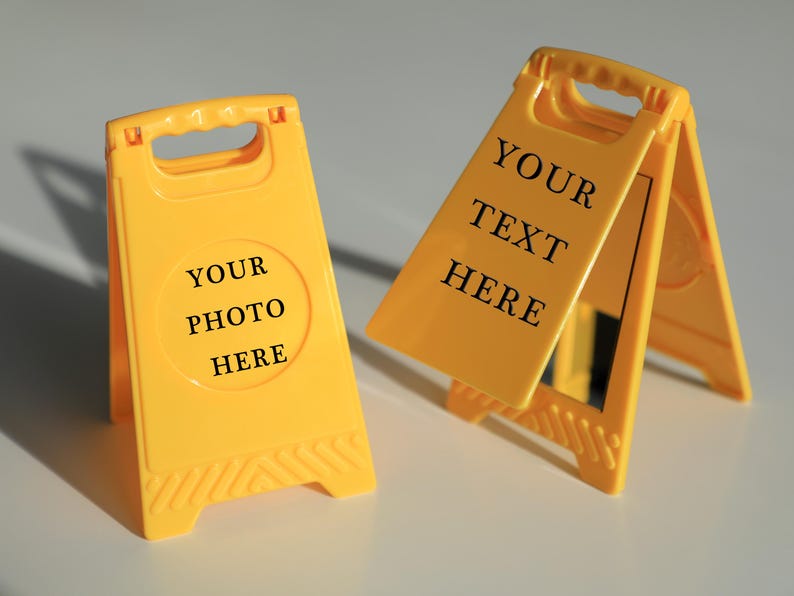 Customize Your Own Mini Caution Sign Mirror – Personalized Unique Gift ...