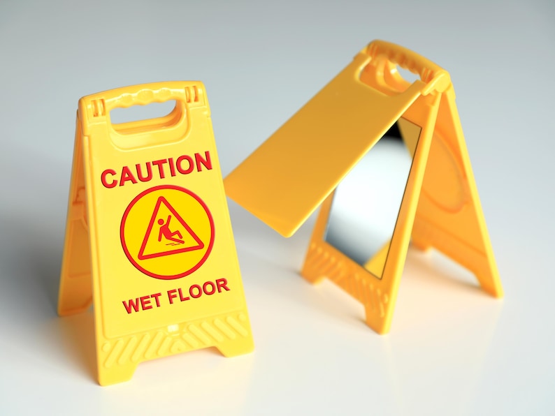 Caution Wet Floor, Mini Floor Sign Mirror, Gift for Her, Friend, Mom ...