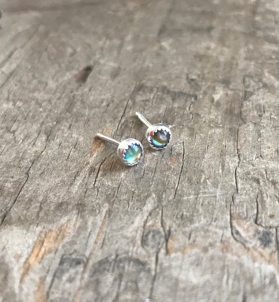 Natural Abalone Shell Stud Earrings Sterling Silver Studs - Etsy