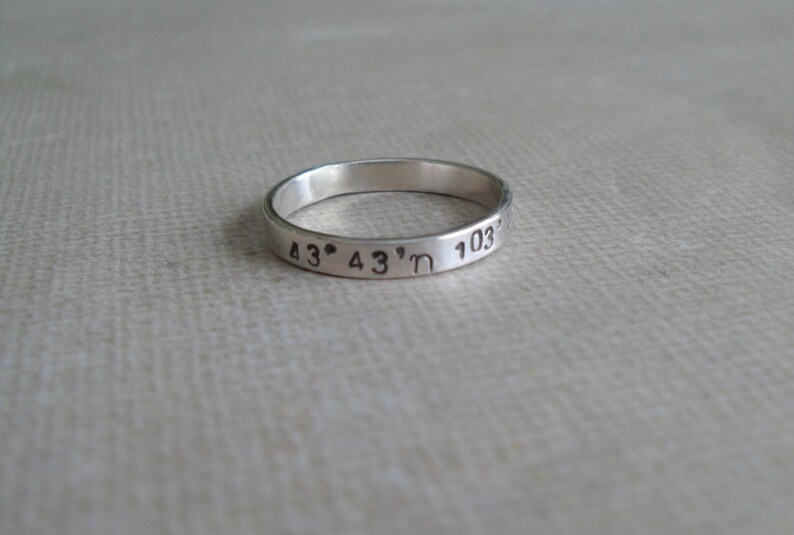 Silver GPS Ring Longitude Latitude Ring for Men & Women | Etsy