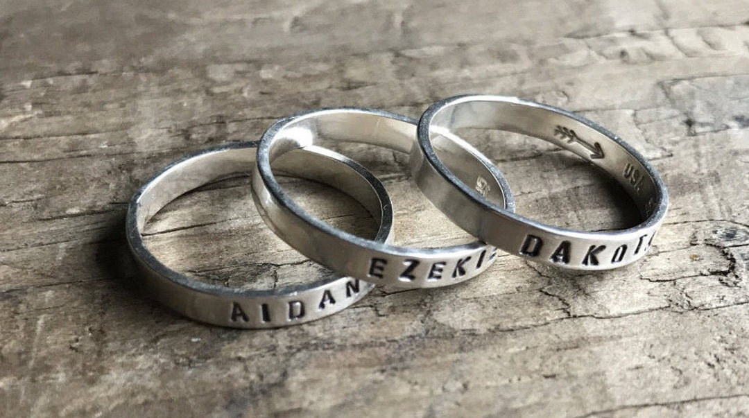 Set of Three 3 Mom Rings Personalized Mom Rings Womens - Etsy