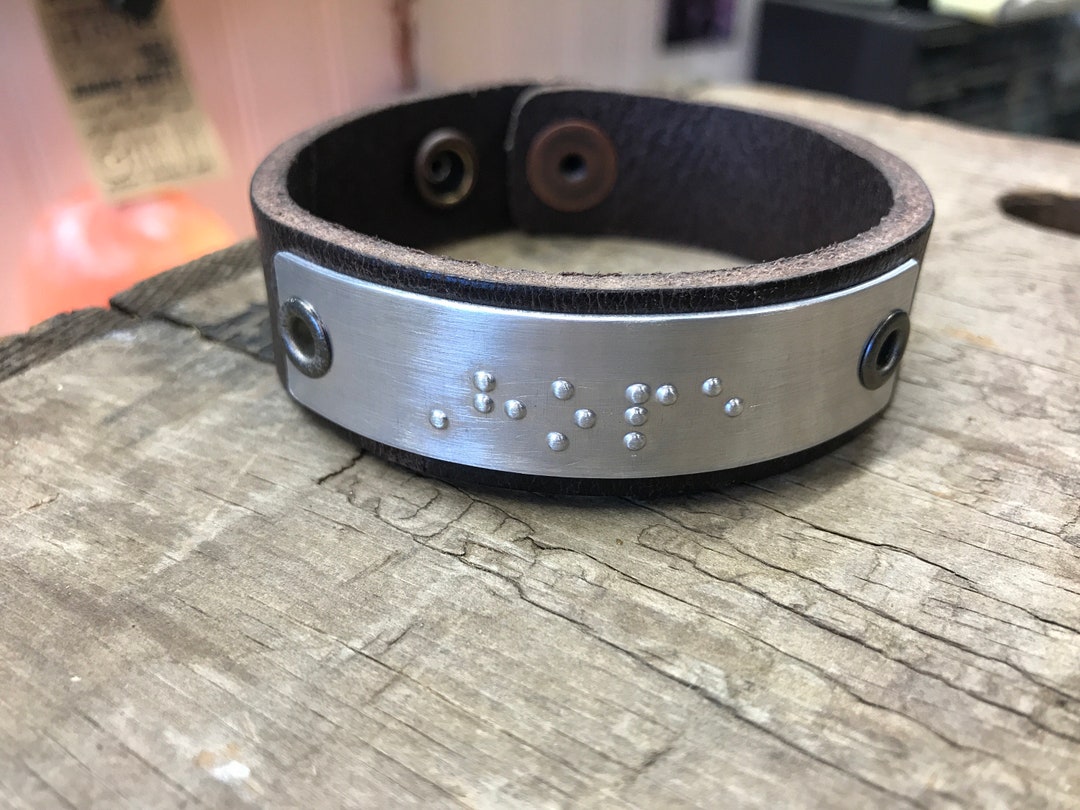 Personalized Braille Bracelet With Your Custom Braille Message Leather ...