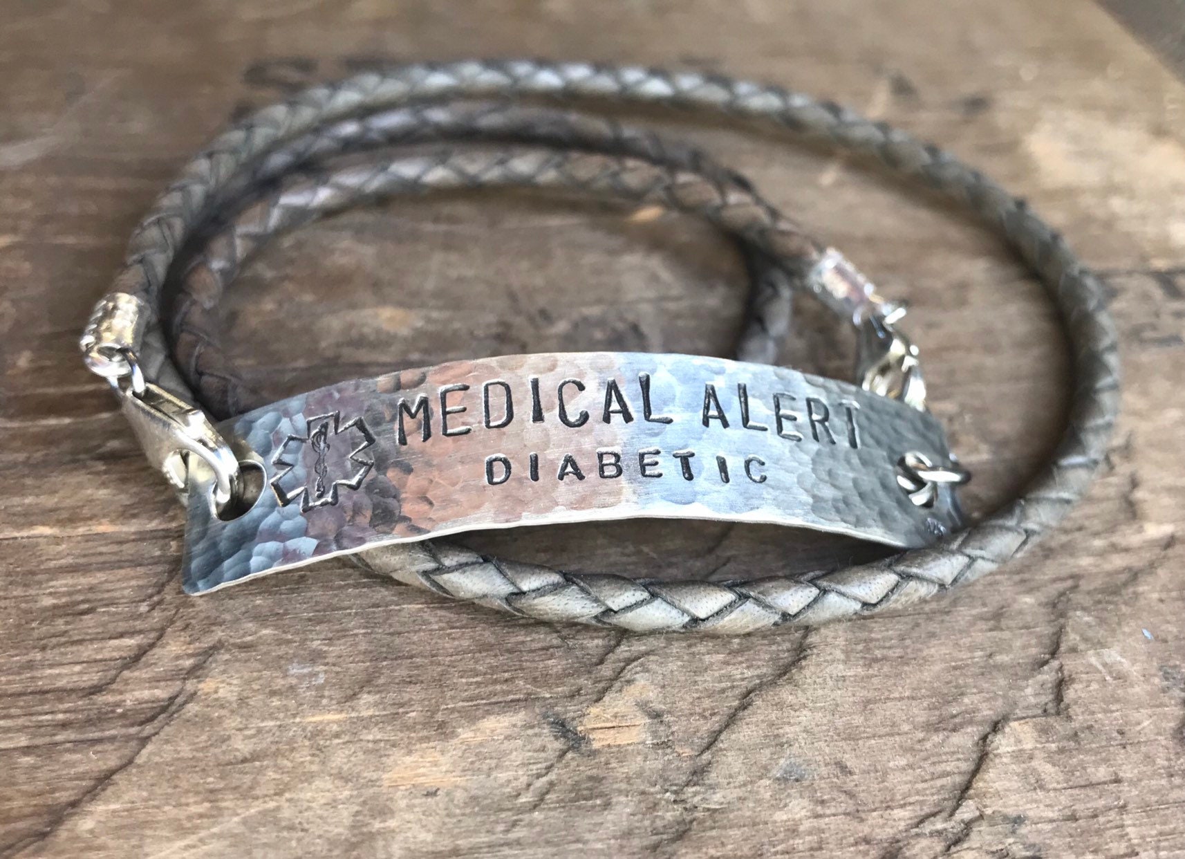 Sterling silver Medical bracelet Jewelry Medical Alert leather | Etsy
