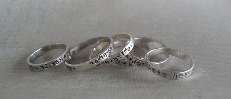 Silver GPS Ring Longitude Latitude Ring for Men & Women | Etsy