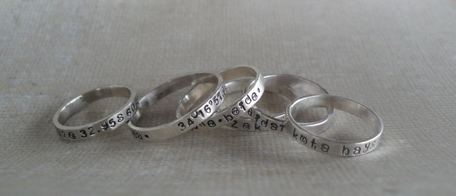 Silver GPS Ring Longitude Latitude Ring for Men & Women | Etsy