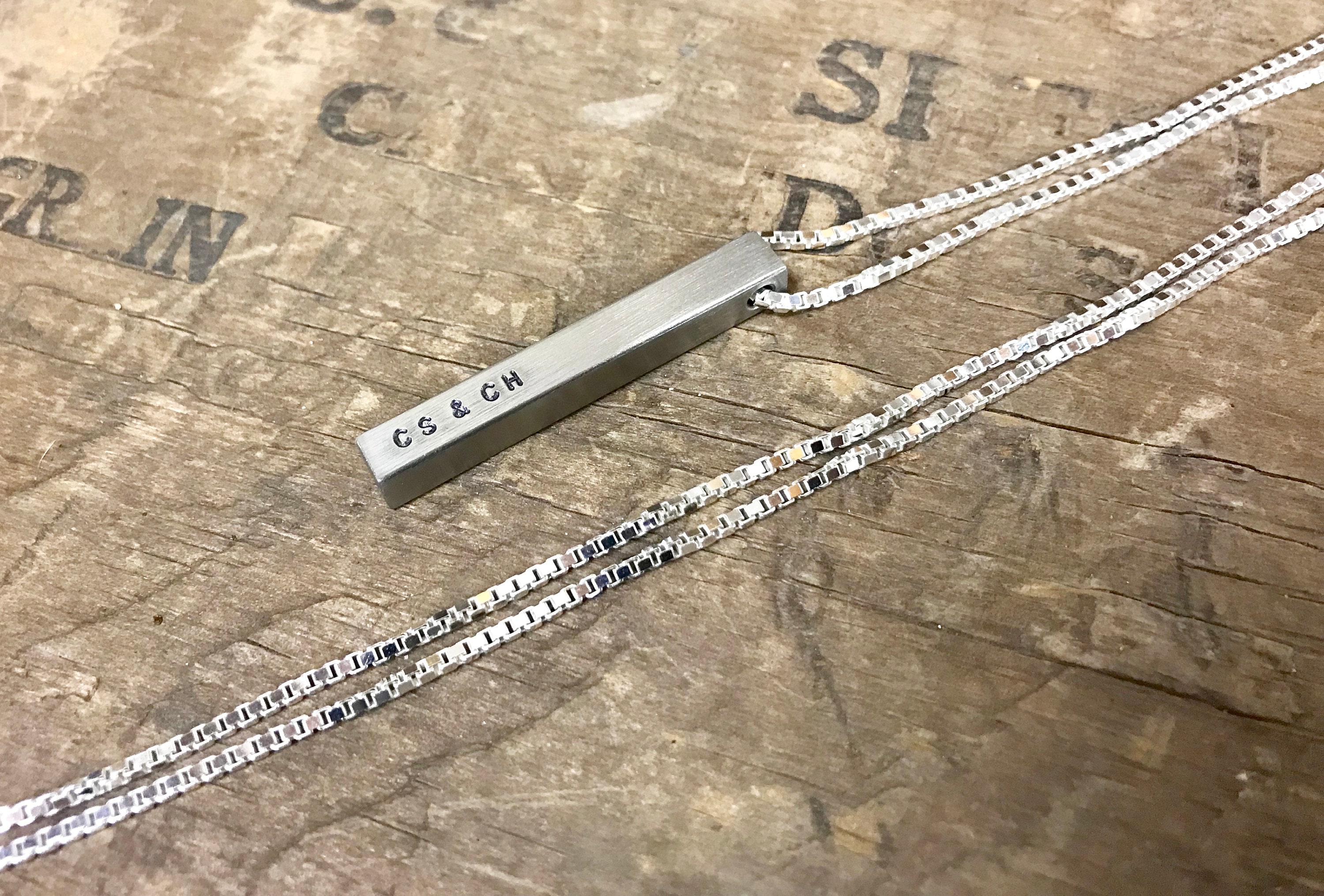 Gepersonaliseerde man cadeau Ketting Roestvrij Stalen Bar | Etsy