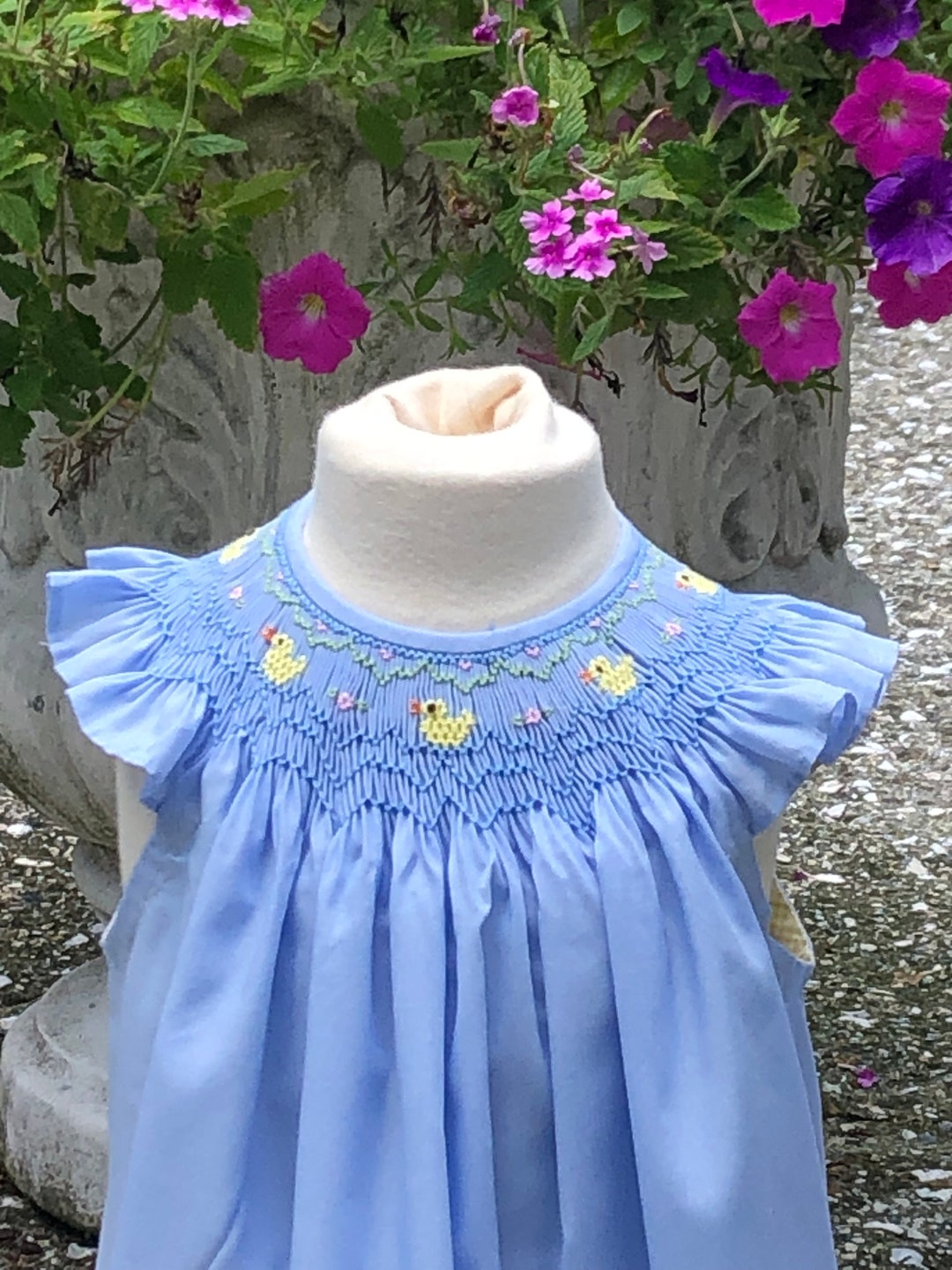 Baby Easter Dress, Baby Dress Smocked With Yellow Ducks, 12 Month Size ...