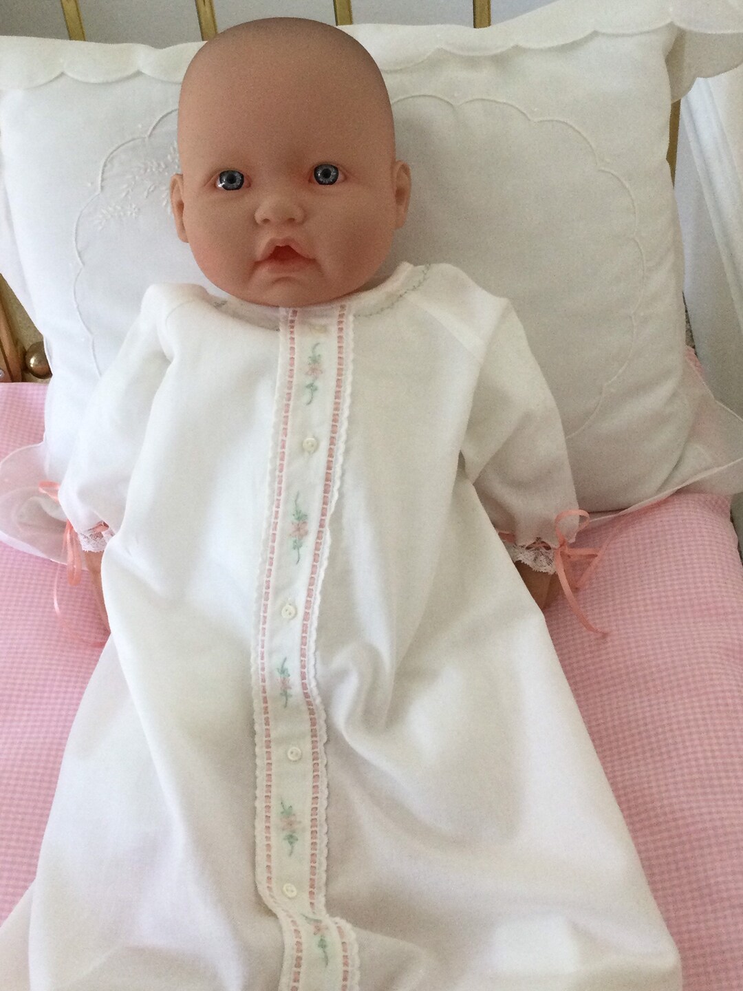 White Hand Embroidered Baby Daygown - Etsy