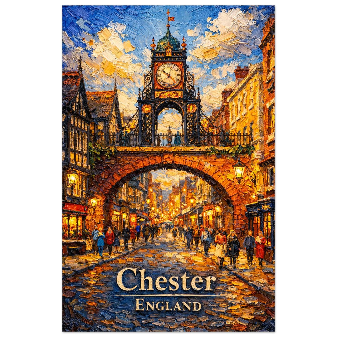 Chester Acrylic Cityscape • Iconic England Bridge and Historic ...