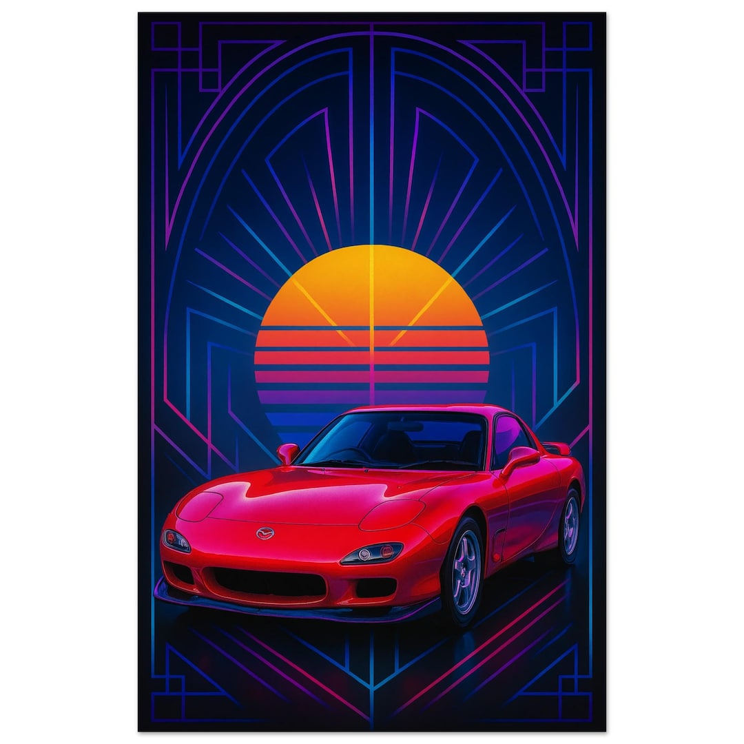 Mazda RX-7 Poster: 90s JDM Car Print, Art Deco Vaporwave - Etsy UK