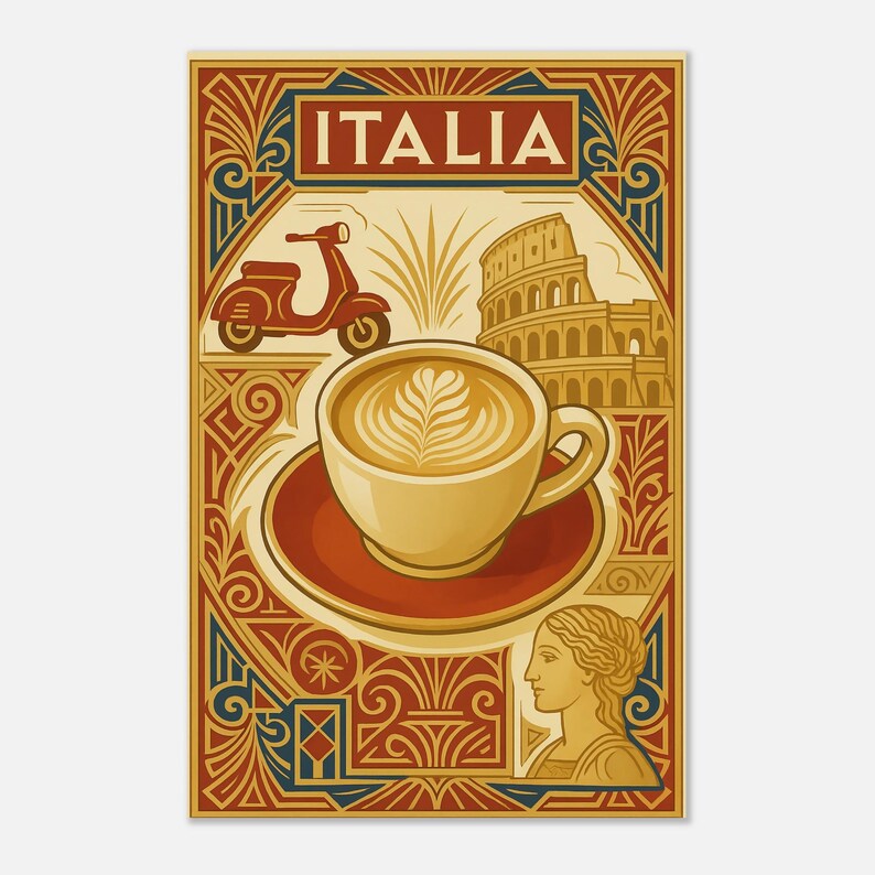 Latte Art Print: Italia Cafe Poster, Espresso Lover Gift - Etsy