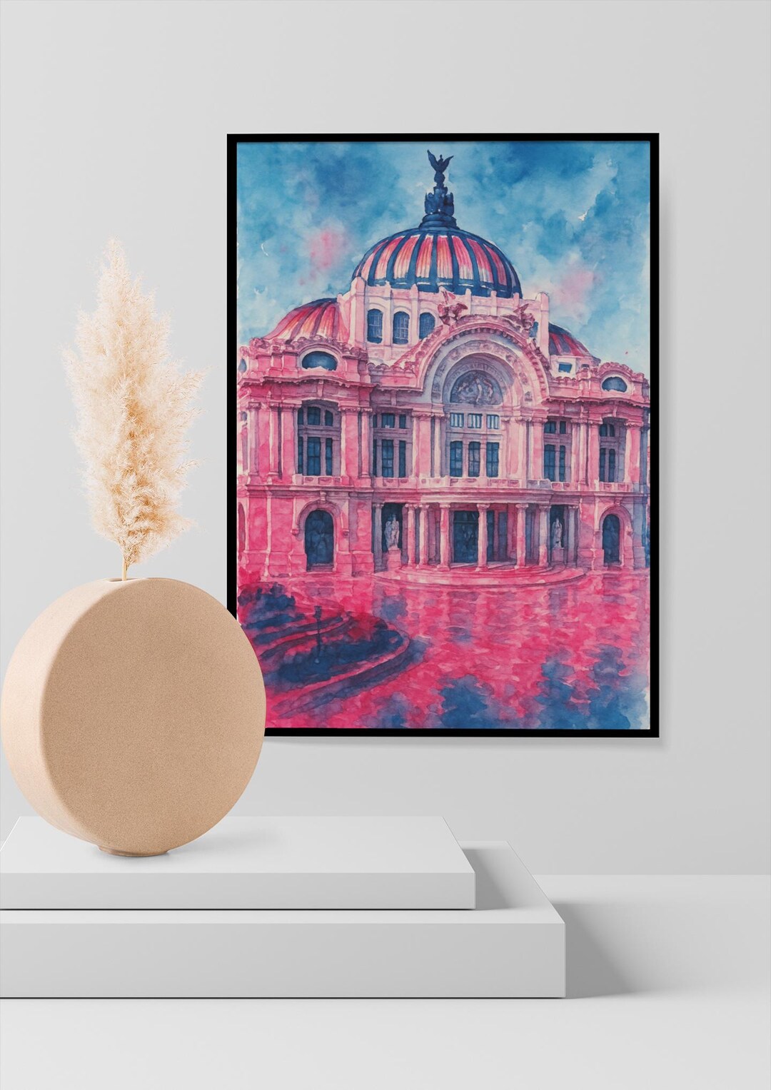 Mexico City Wall Art Palacio De Bellas Artes Watercolor Modern Urban ...