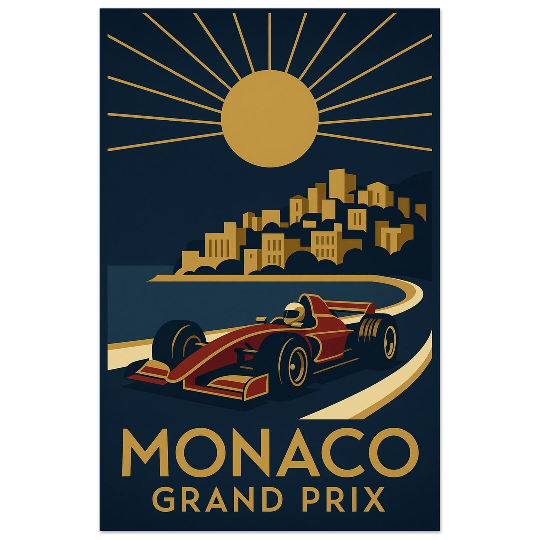 Monaco Grand Prix Art Deco Poster: Formula 1 Racing Print - Etsy