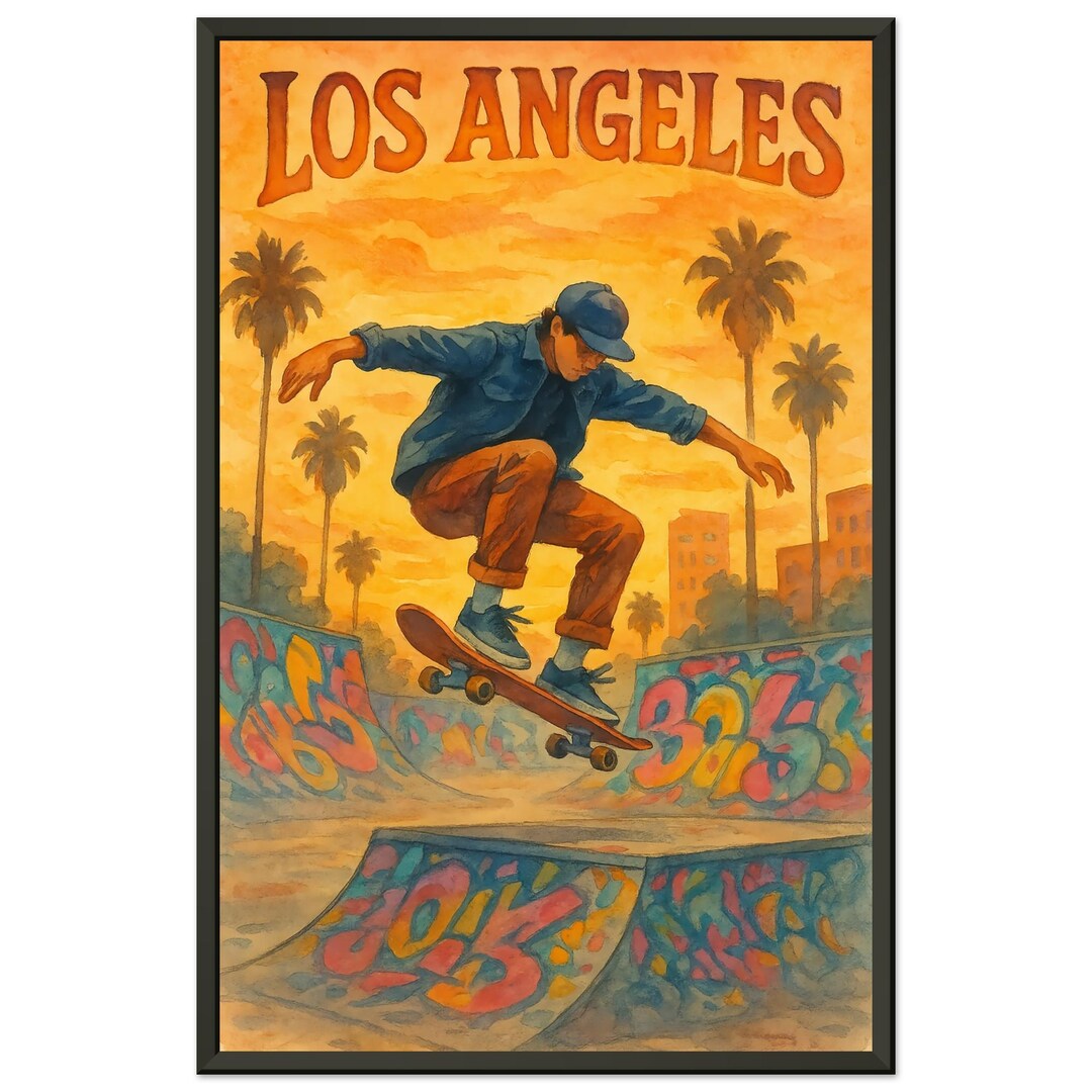 Los Angeles Poster – Skateboard Posters, Skate Wall Art, Skateboard Art ...