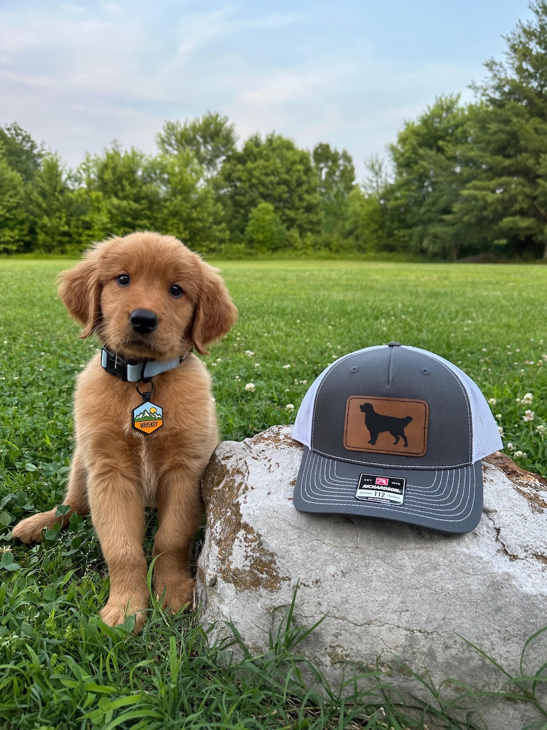 Golden Retriever Hat Leather Patch Trucker Cap Mesh Back Outdoor Gear ...