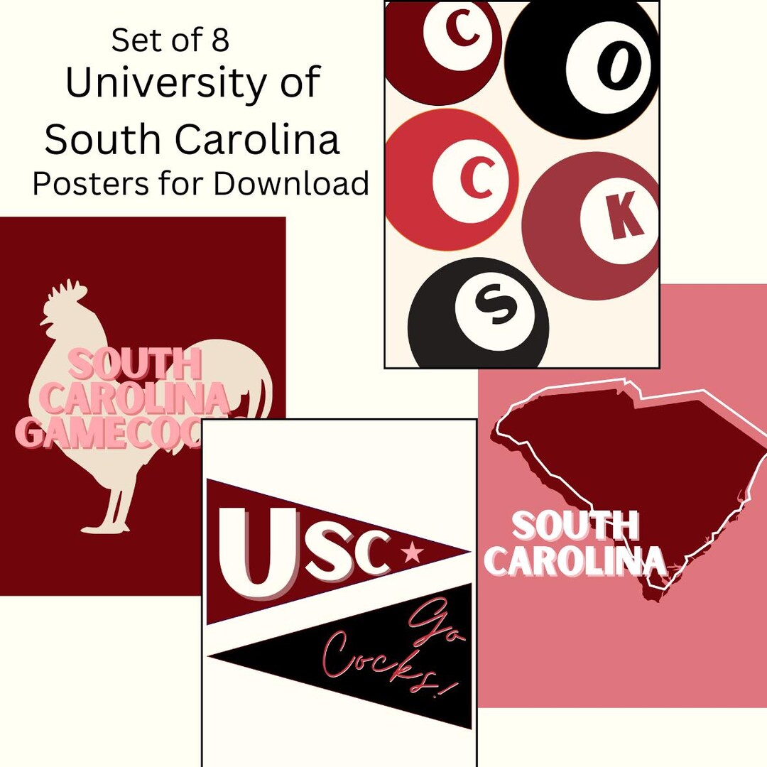 Set of 8 University of South Carolina Poster Digital Download, USC ...