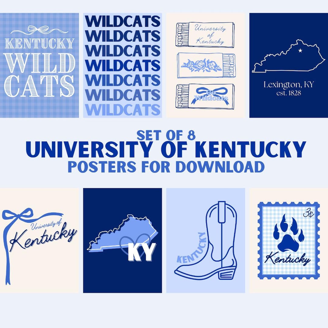 Set of 8 University of Kentucky Poster Digital Downloads, UK Decor ...