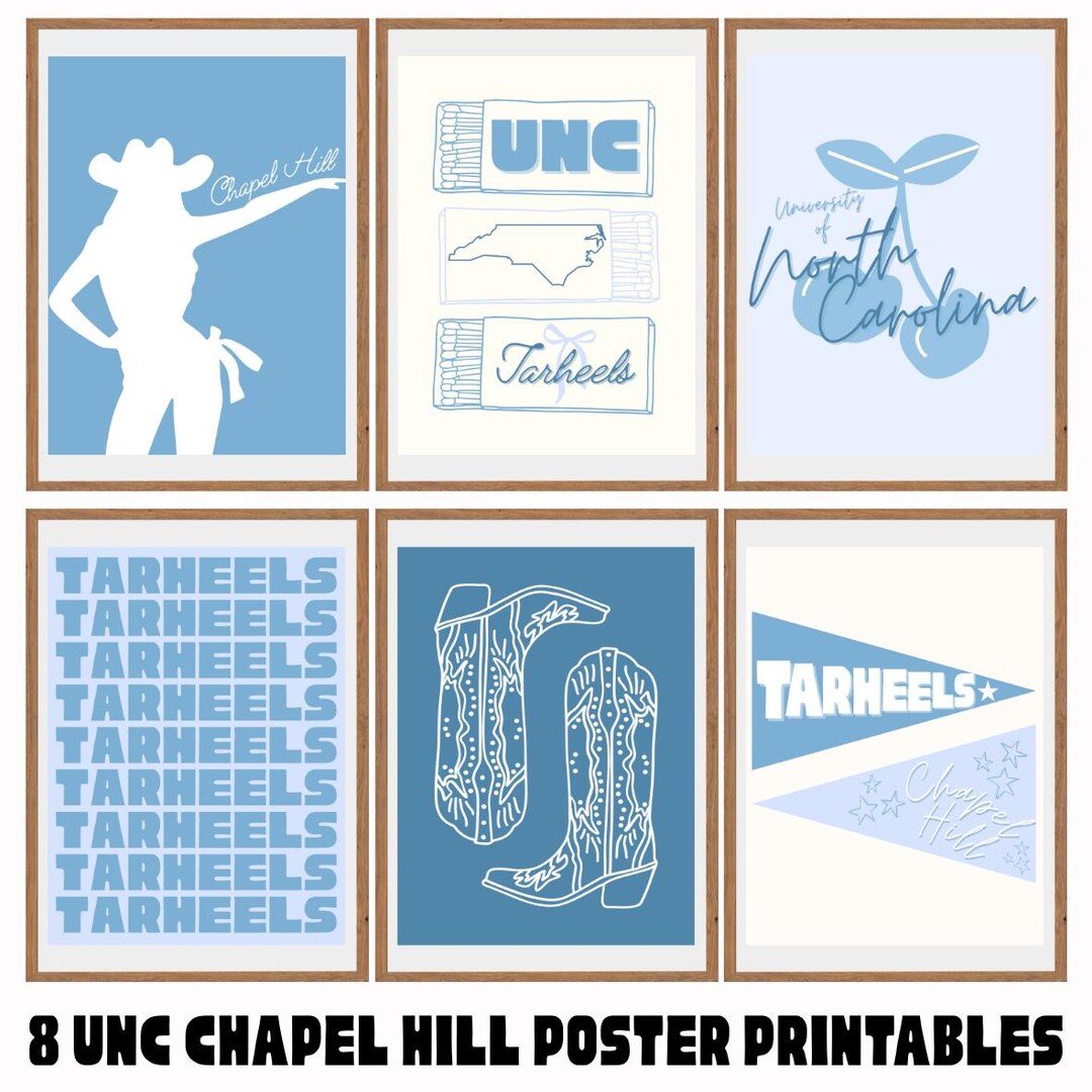 Set of 8 UNC Chapel Hill Poster Digital Downloads, University of North ...