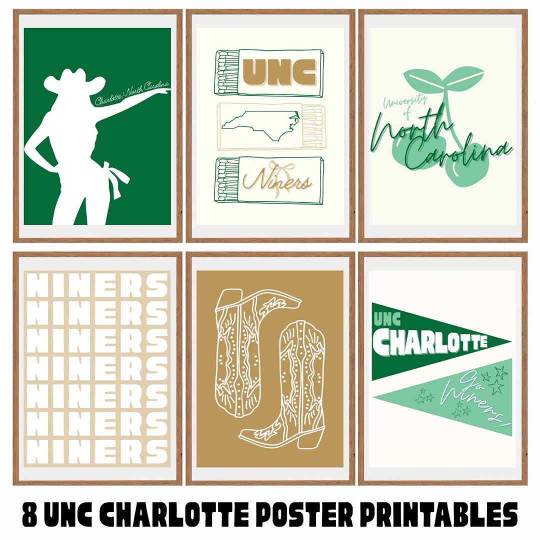 Set of 8 UNC Charlotte Poster Digital Downloads, University of North ...