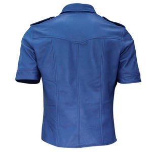 Mens Police Uniform Blue Leather Jacket Shirt - Etsy