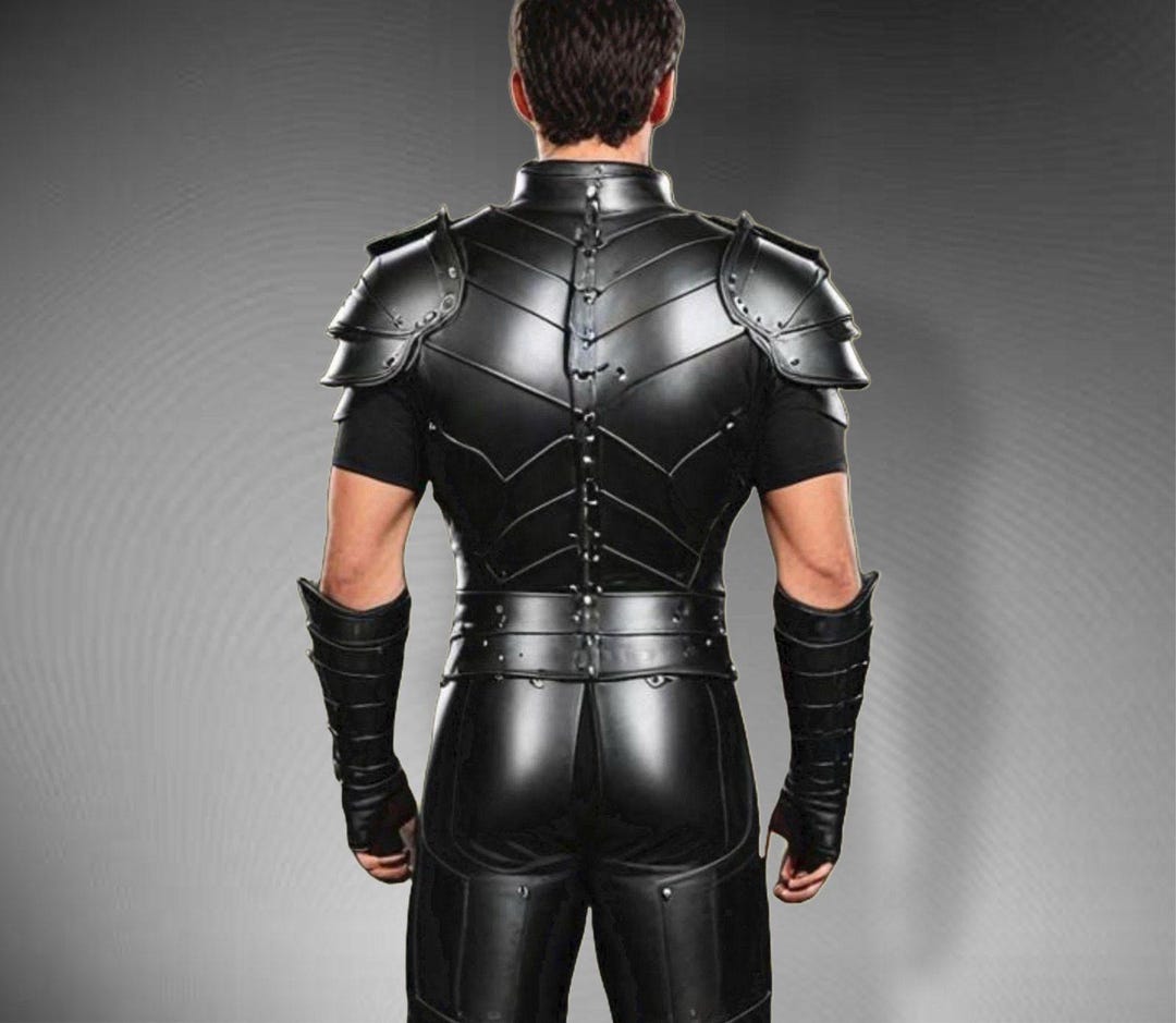 Handmade Men Leather Cosplay Black Armor - Classic Leather Medieval ...