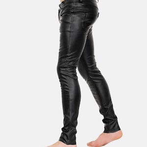 Handmade Men’s Black Leather Pants Sleek Style With Zipper Closure - Etsy