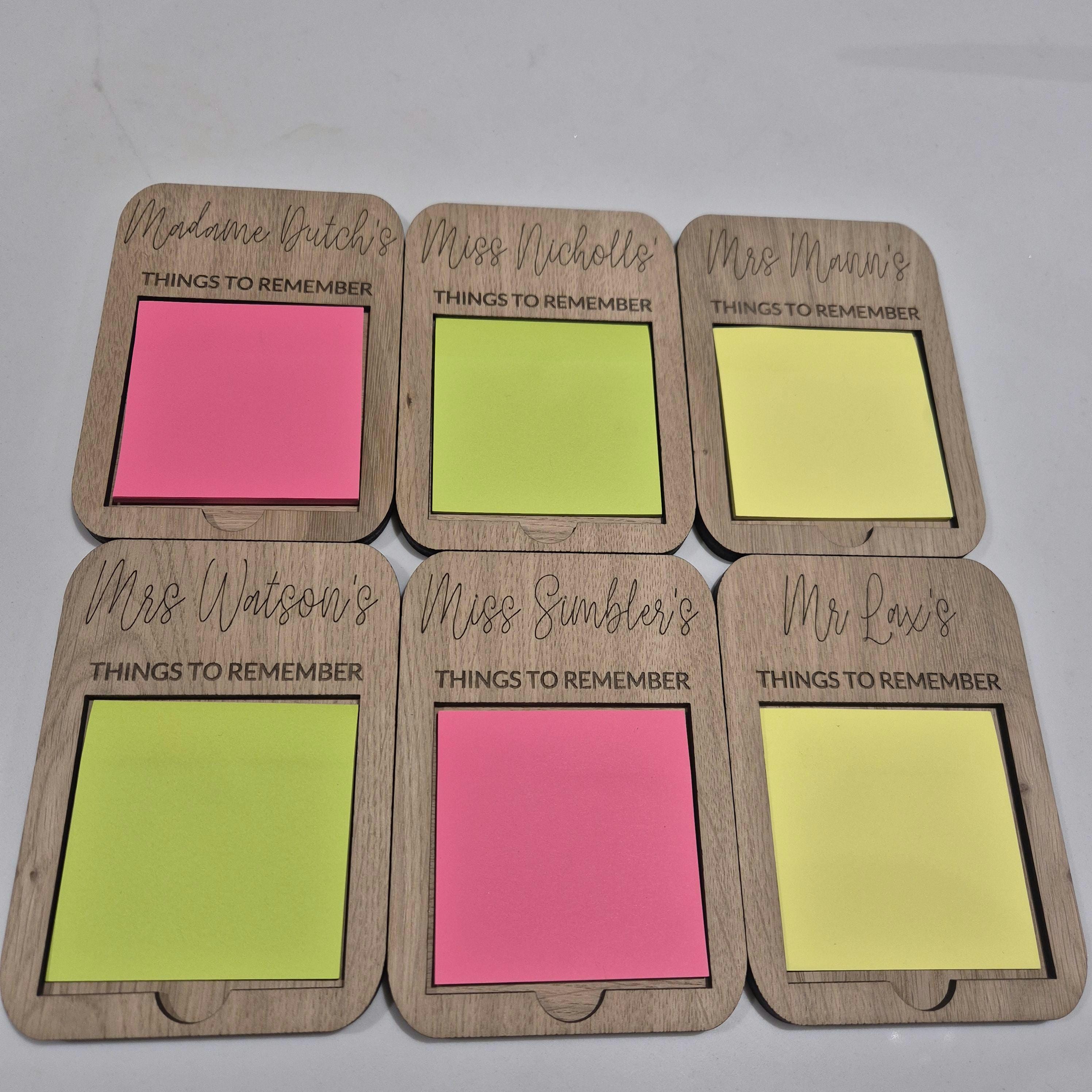Personalised Oak Veneer Post-it Note Holder: Teacher,work Colleague ...
