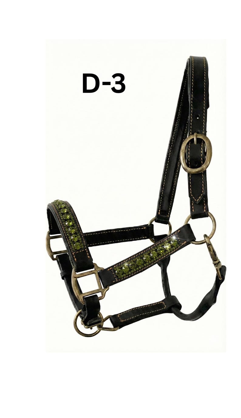 Luxury Black Leather Horse Halter With Gold Crystal Browband | Handmade ...