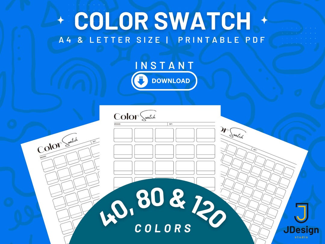 Blank Color Swatch Chart Printable Template Color Swatch Set Download ...